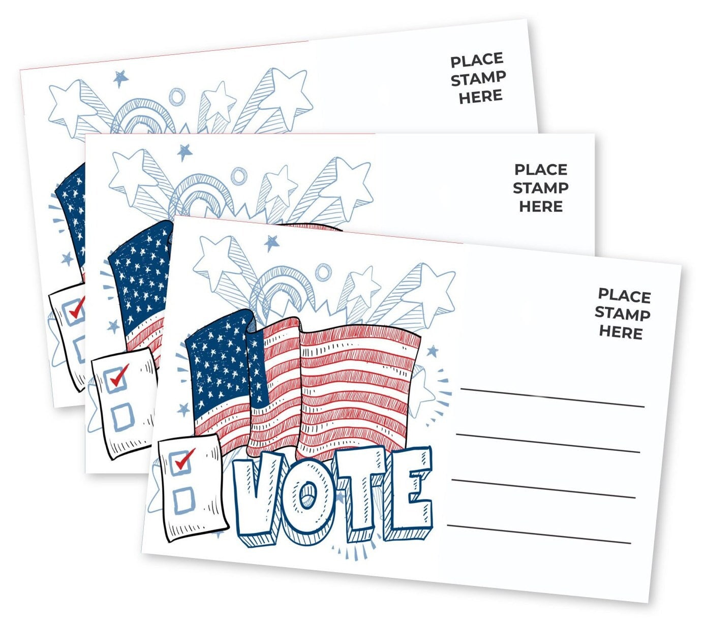 Voter Postcards Coloring Doodle Vote Flag United States Voting Cards ...