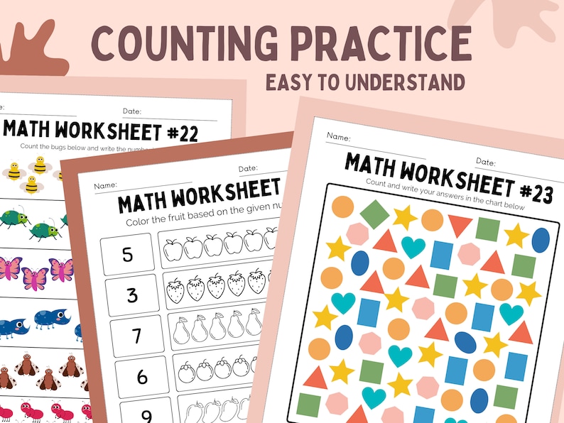 40 Beginner Math Worksheets Value Bundle | Pre K to Grade 1 | Counting ...