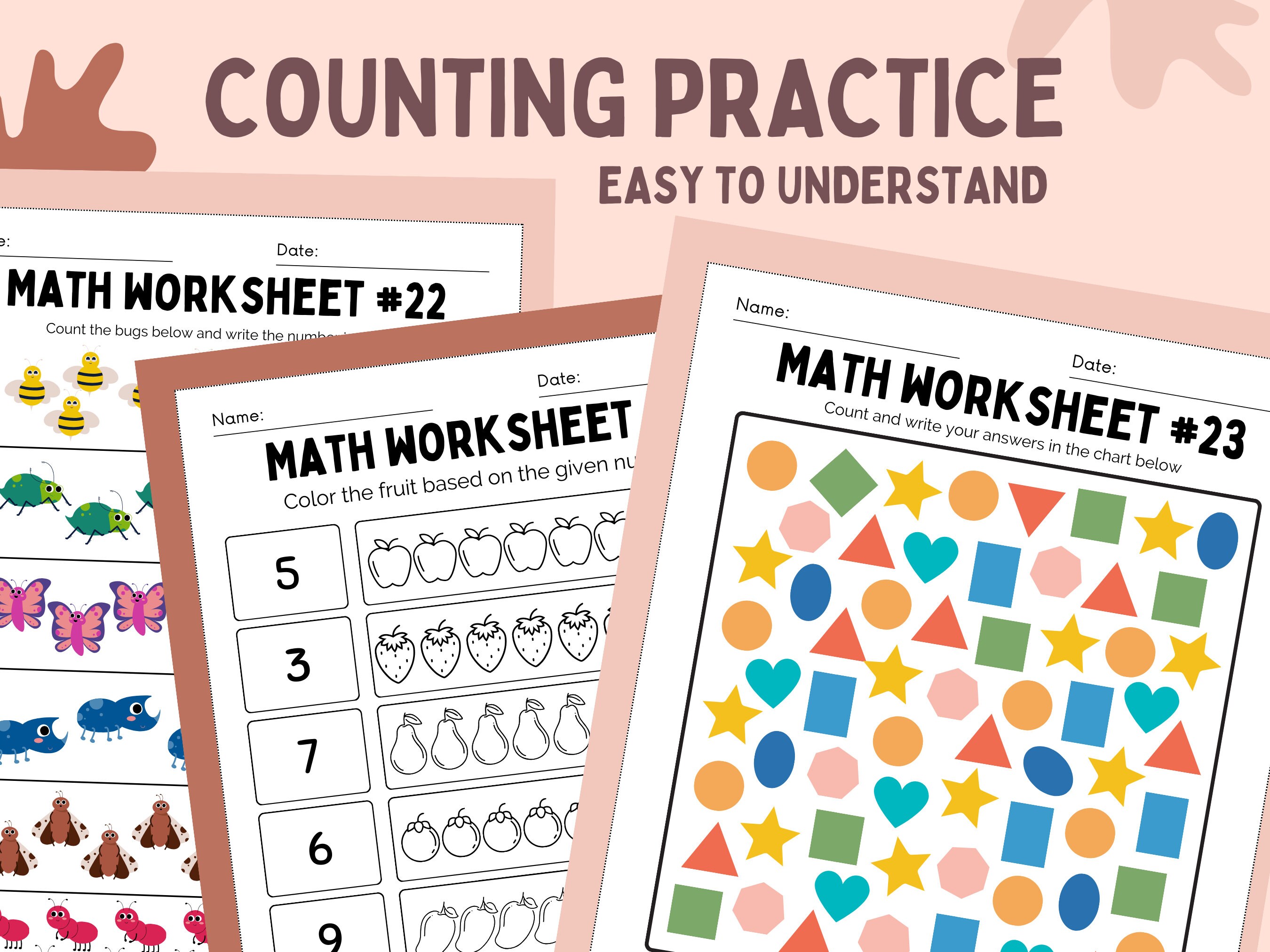 40 Beginner Math Worksheets Value Bundle | Pre K to Grade 1 | Counting ...