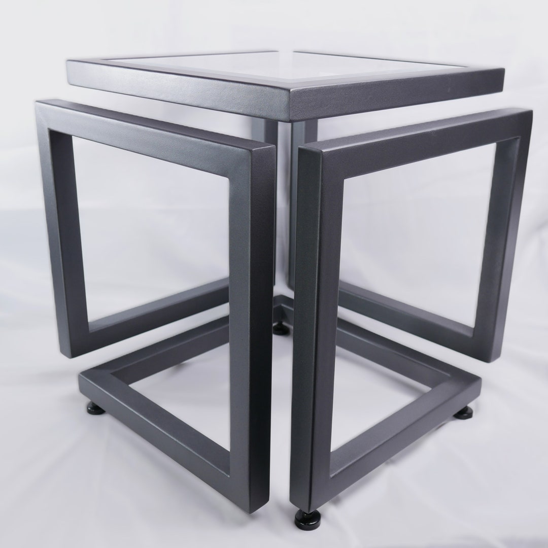 Infinity Cube End Table Matte Black Hammered Infinity Cube Table Steel ...