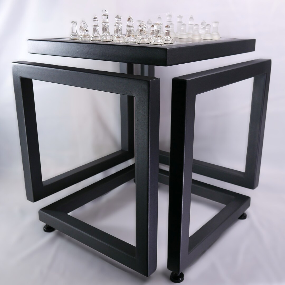 Infinity Chess Table End Table With Glass Chess Set Infinity Cube Chess ...