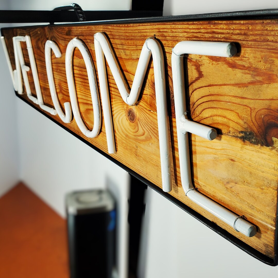 Welcome Sign Large Welcome Sign Steel Letters on Cedar Welcome - Etsy