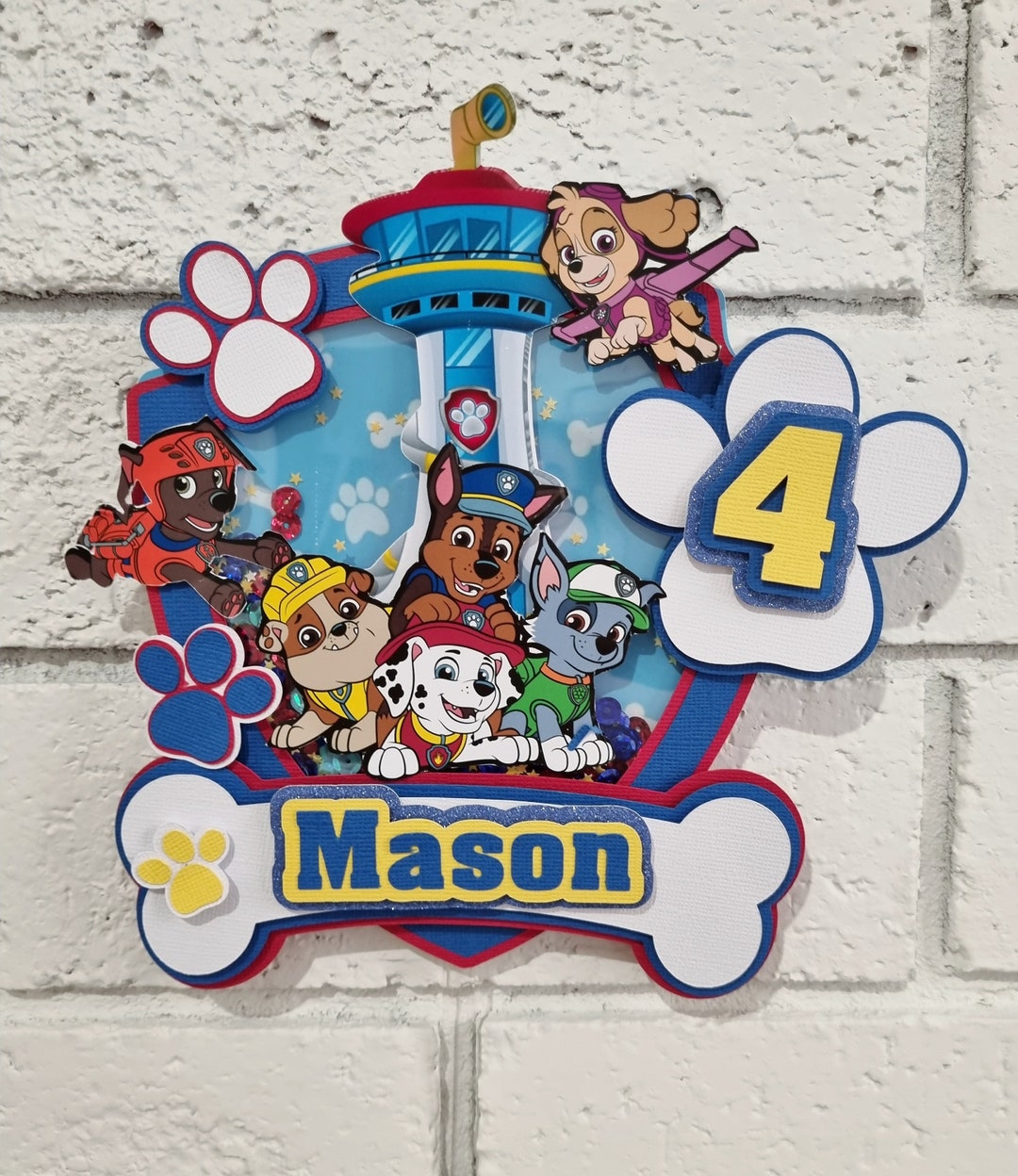 Cake Topper, Paw Patrol, Chase, Marshall, Skye, Shaker Cake Topper ...
