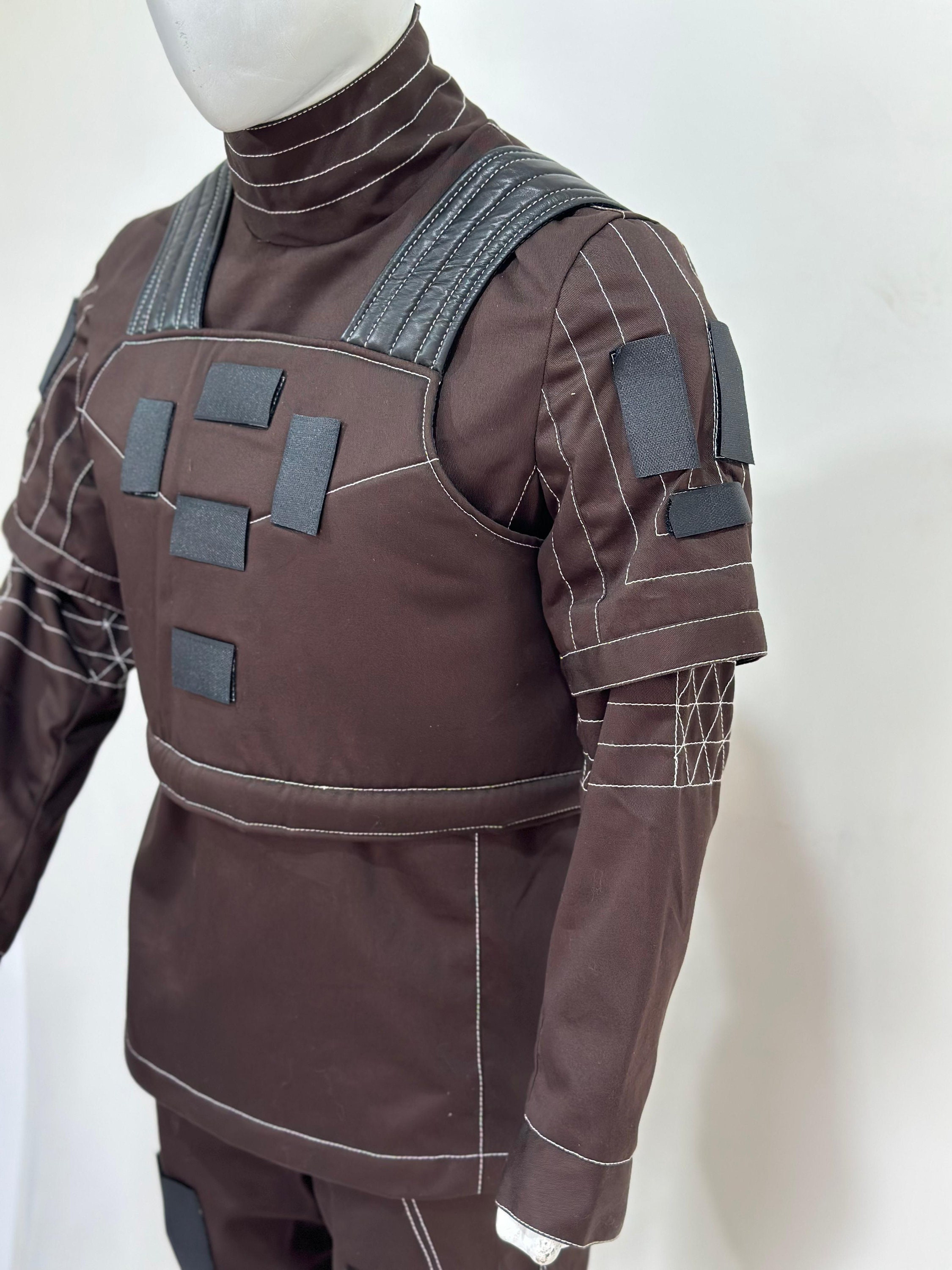 Mandalorian Brown 3 Piece Flight Suit With Vest, Mandalorian Brown 3 Piece Din Djarin Flight ...