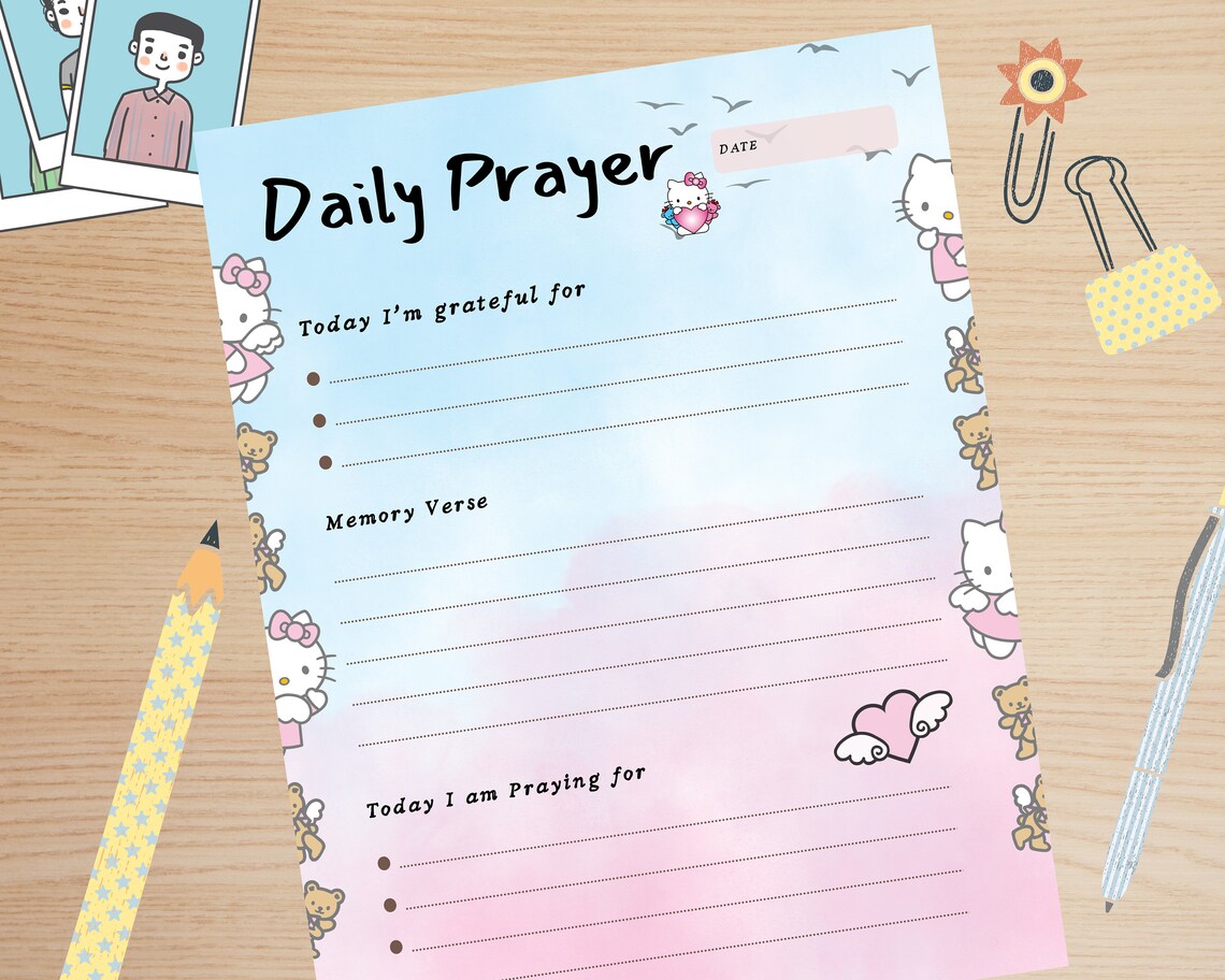 Hello Printable Kitty Prayer Journal, Cute Kitten Daily Prayer, Bible ...
