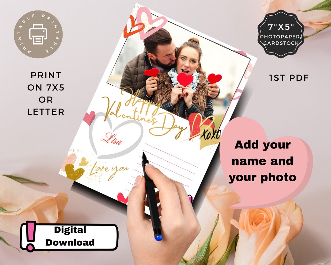 Editable Valentines Day Card Printable Valentine Card Customizable ...