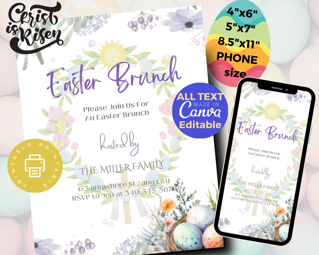 Easter Brunch Editable Flyer | Easter Printable Brunch Invitation ...