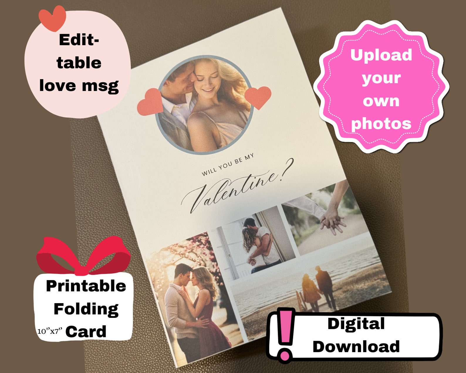 Editable and Printable Valentine's Day Folding Card - 7x10 - Customize ...