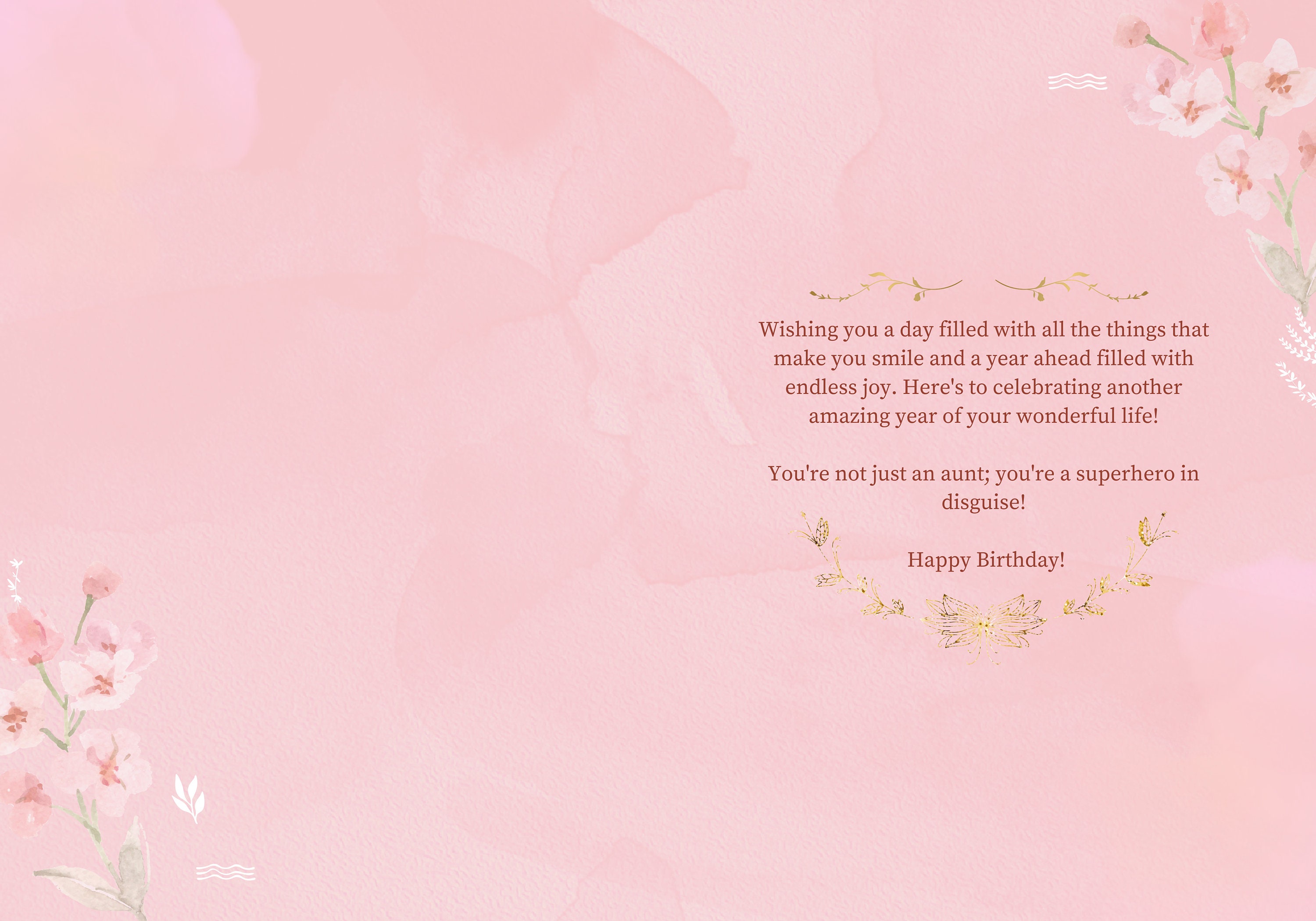 Editable and Printable Aunt's Birthday Folding Card - 7x10 - Customize ...