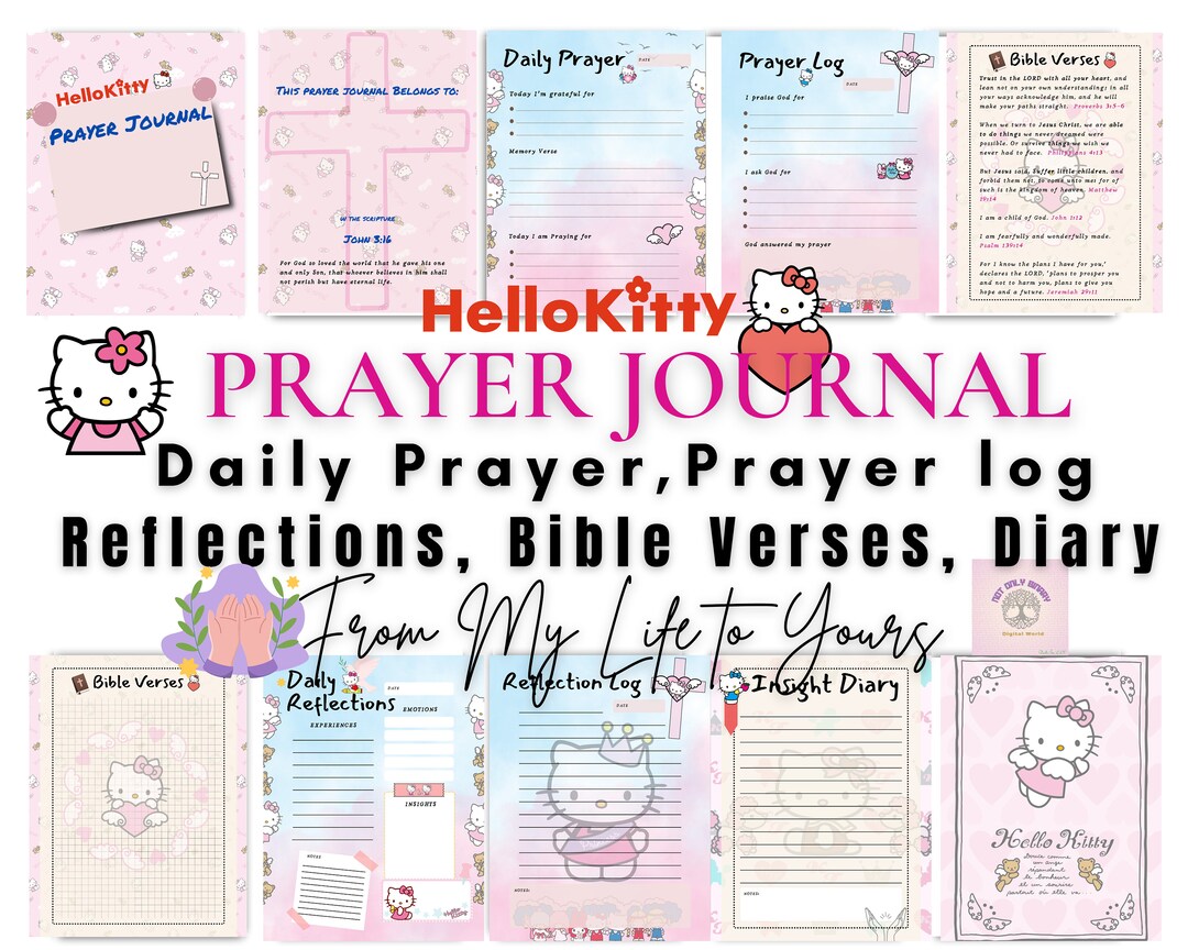 Hello Printable Kitty Prayer Journal, Cute Kitten Daily Prayer, Bible ...