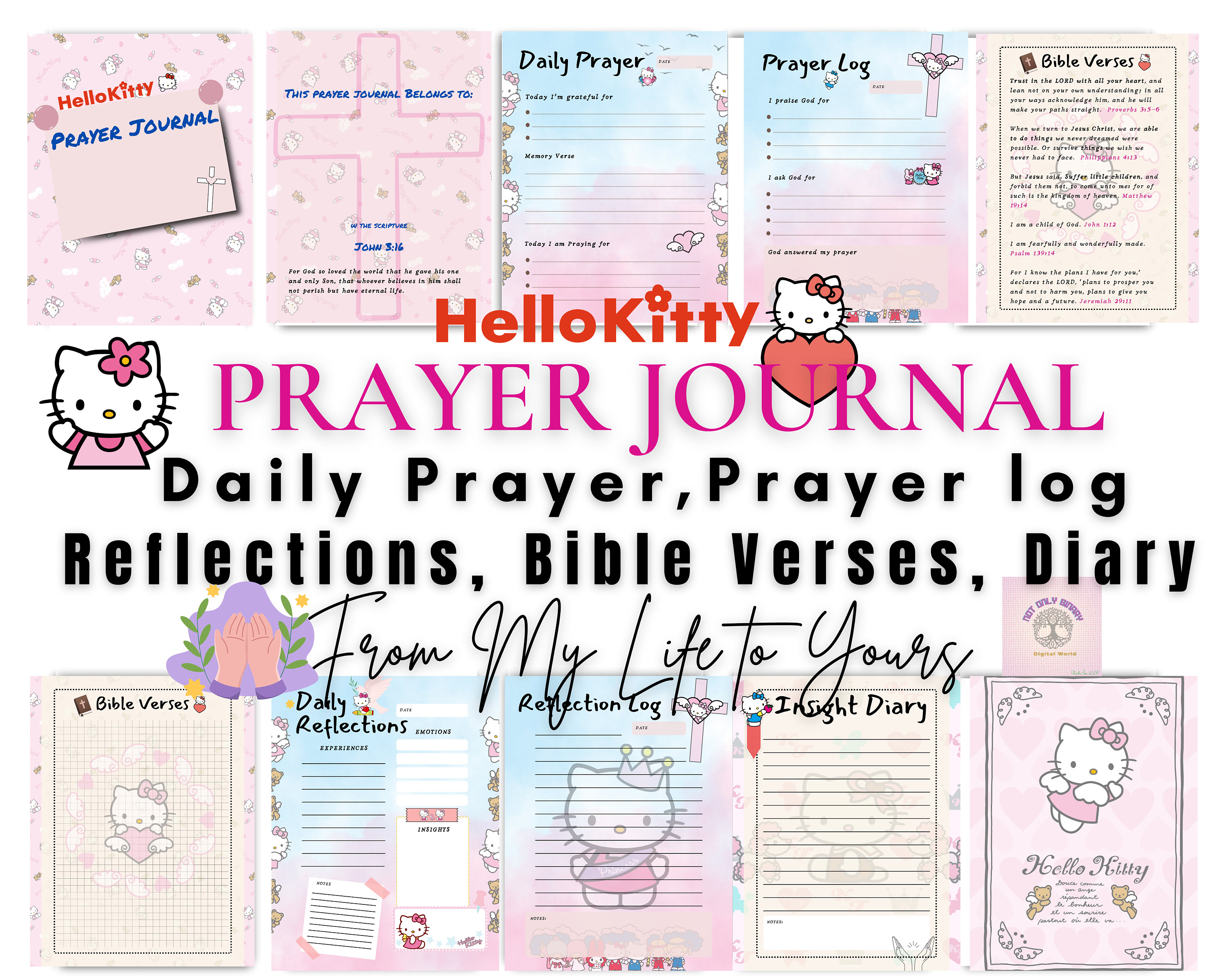 Hello Printable Kitty Prayer Journal, Cute Kitten Daily Prayer, Bible ...