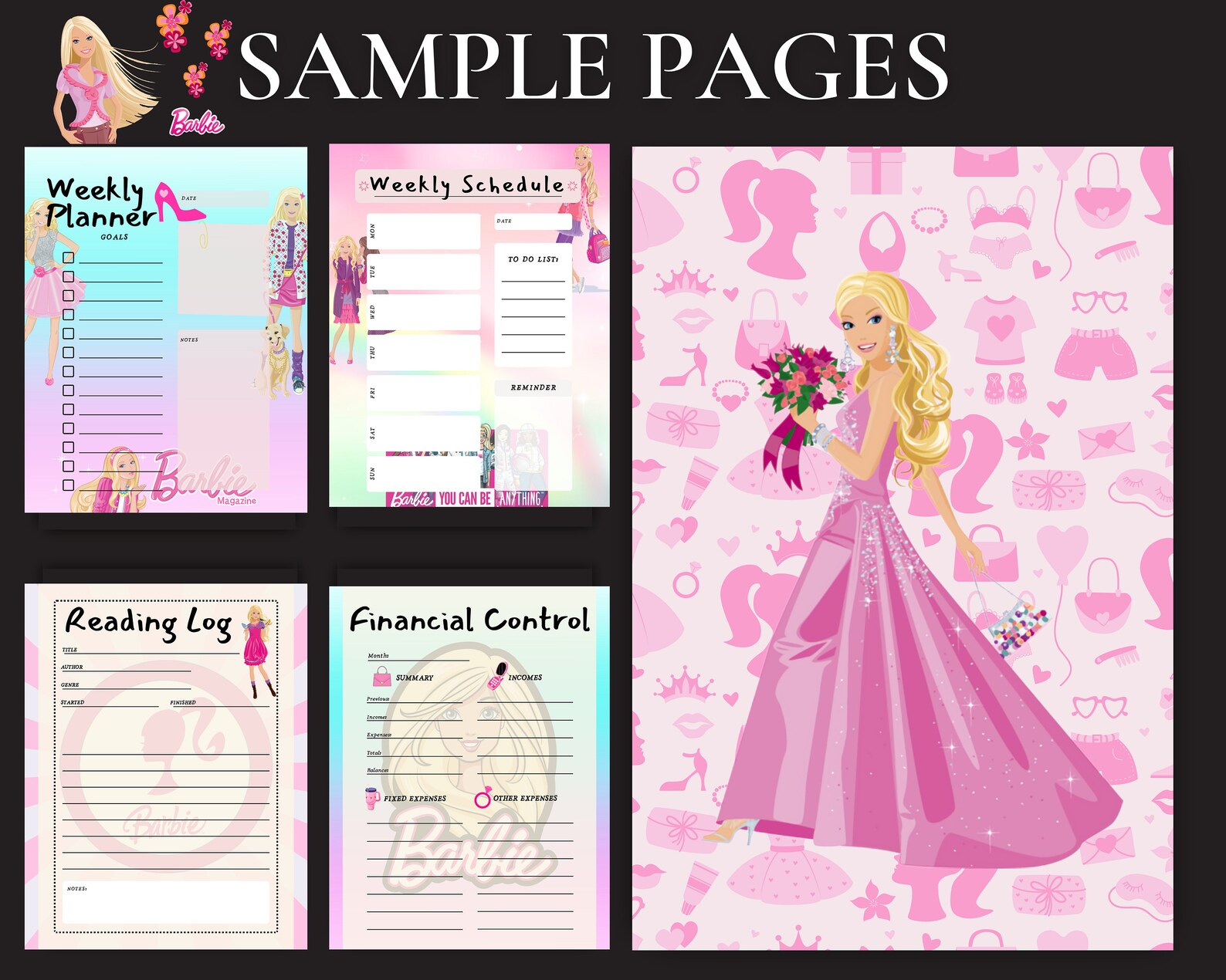 Barbi Printable Planner, Cute Doll Weekly Planner, Weekly Planner ...