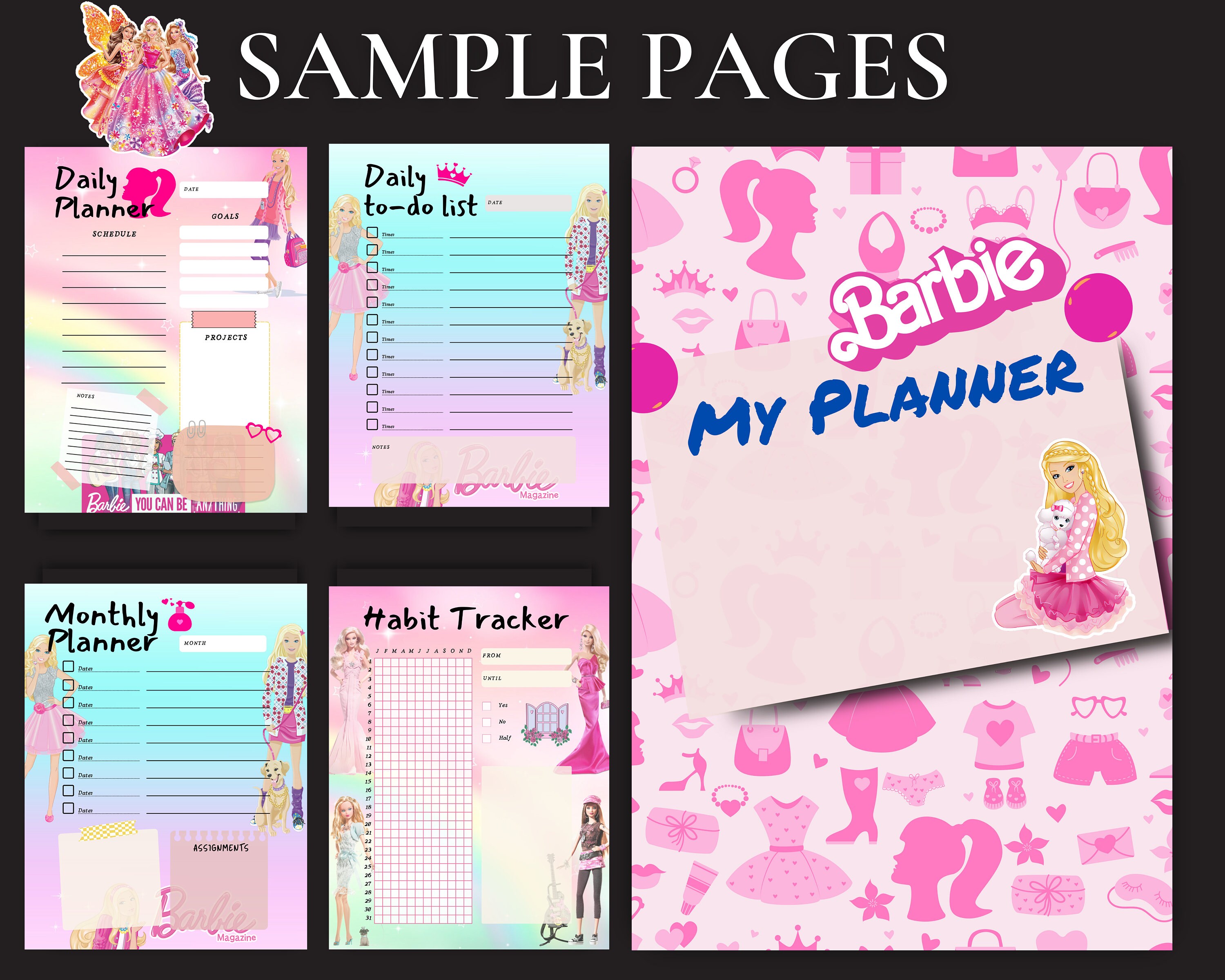Barbi Printable Planner, Cute Doll Weekly Planner, Weekly Planner ...