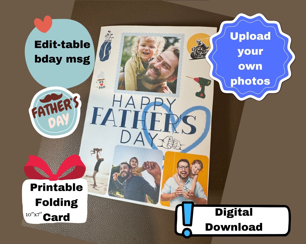 Editable and Printable Father's Day Folding Card - 7x10 - Customize ...