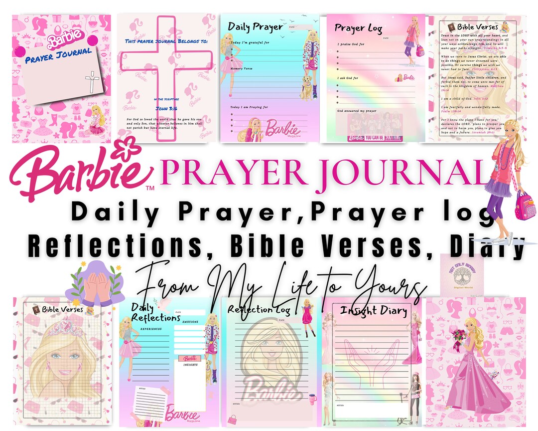 Barbi Doll Printable Prayer Journal, Cute Barbi Daily Prayer, Bible ...