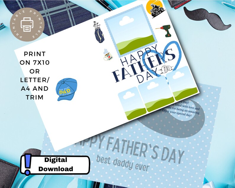 Editable and Printable Father's Day Folding Card - 7x10 - Customize ...