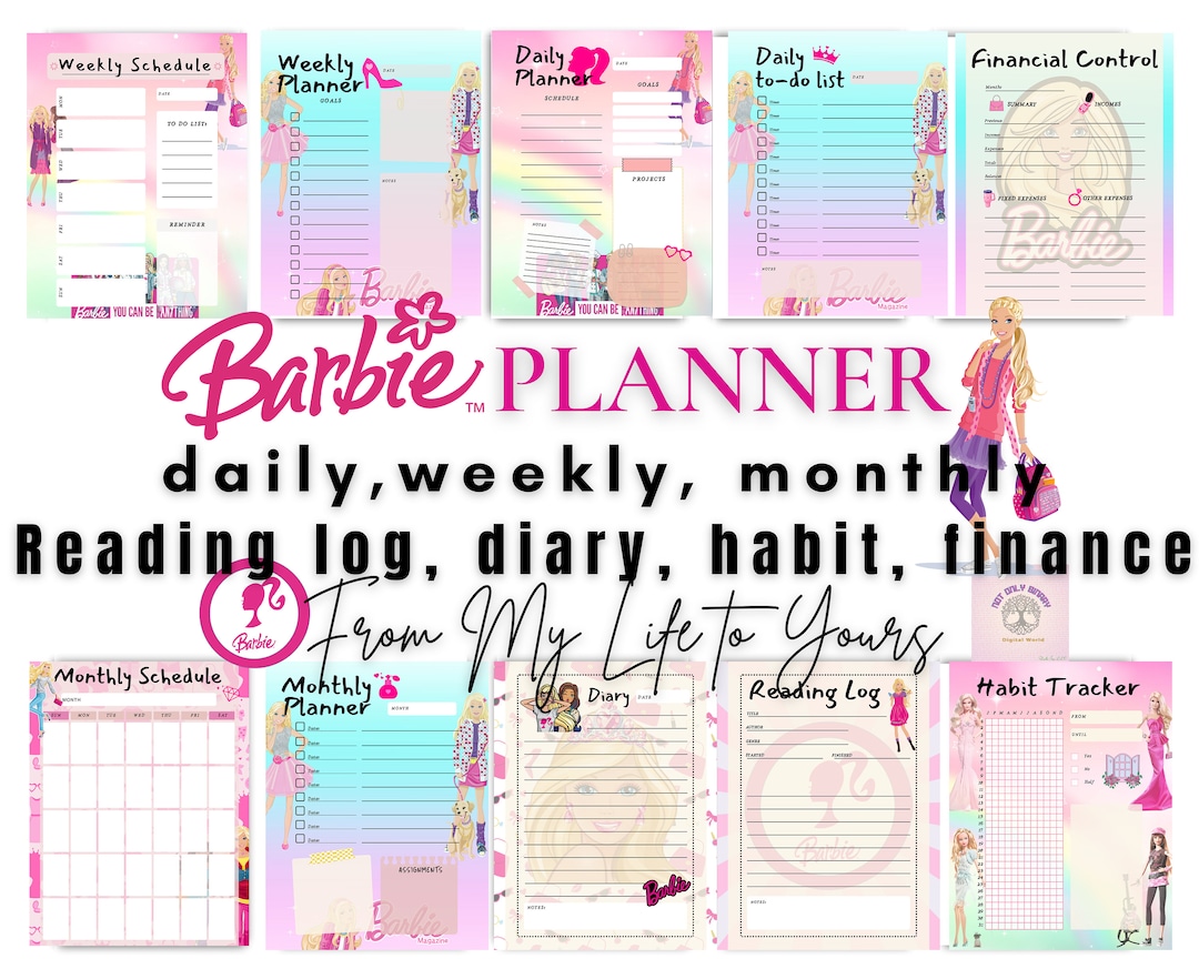Barbi Printable Planner, Cute Doll Weekly Planner, Weekly Planner ...