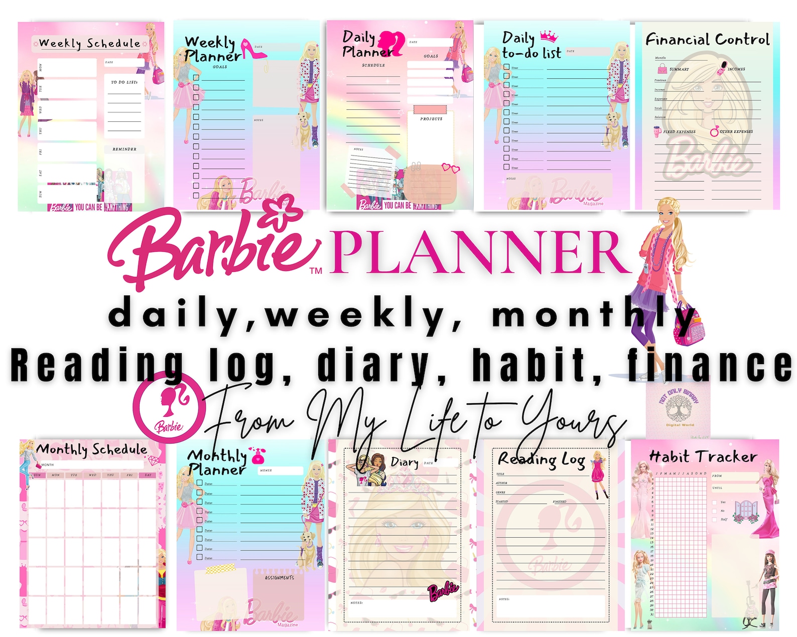 Barbi Printable Planner, Cute Doll Weekly Planner, Weekly Planner ...