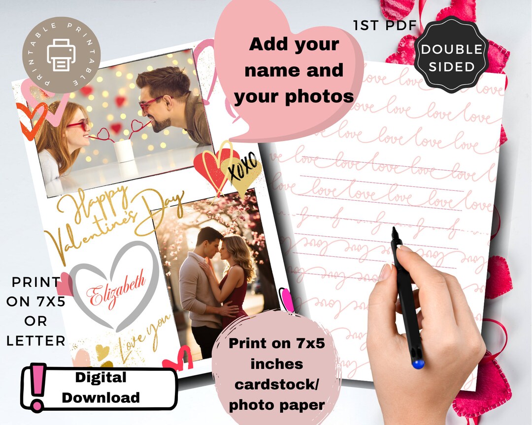 Editable and Printable Valentines Day Card Customizable Valentine Card ...