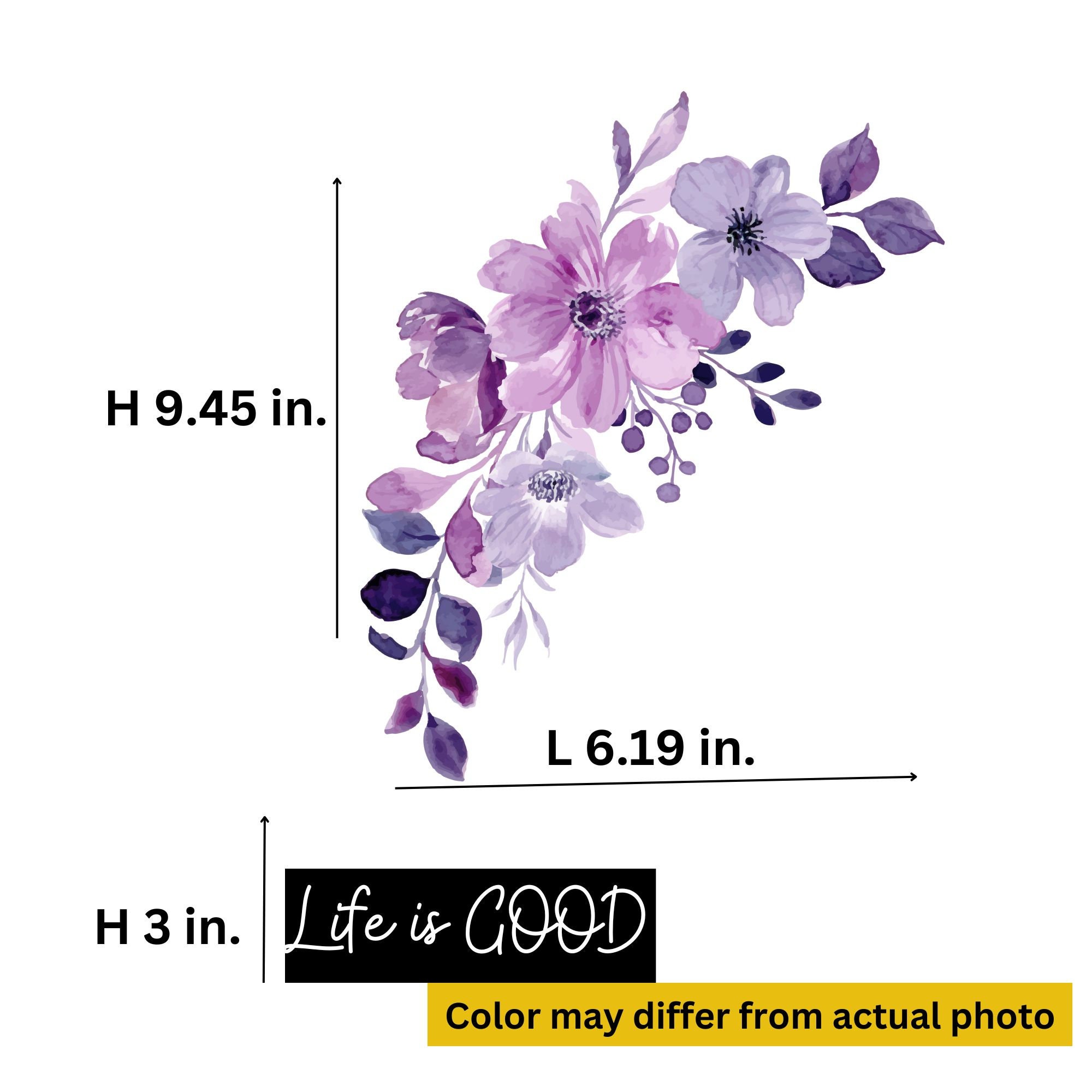 Car Stickers, Bumper Stickers, Purple Watercolor Flower Bouquet Sticker ...