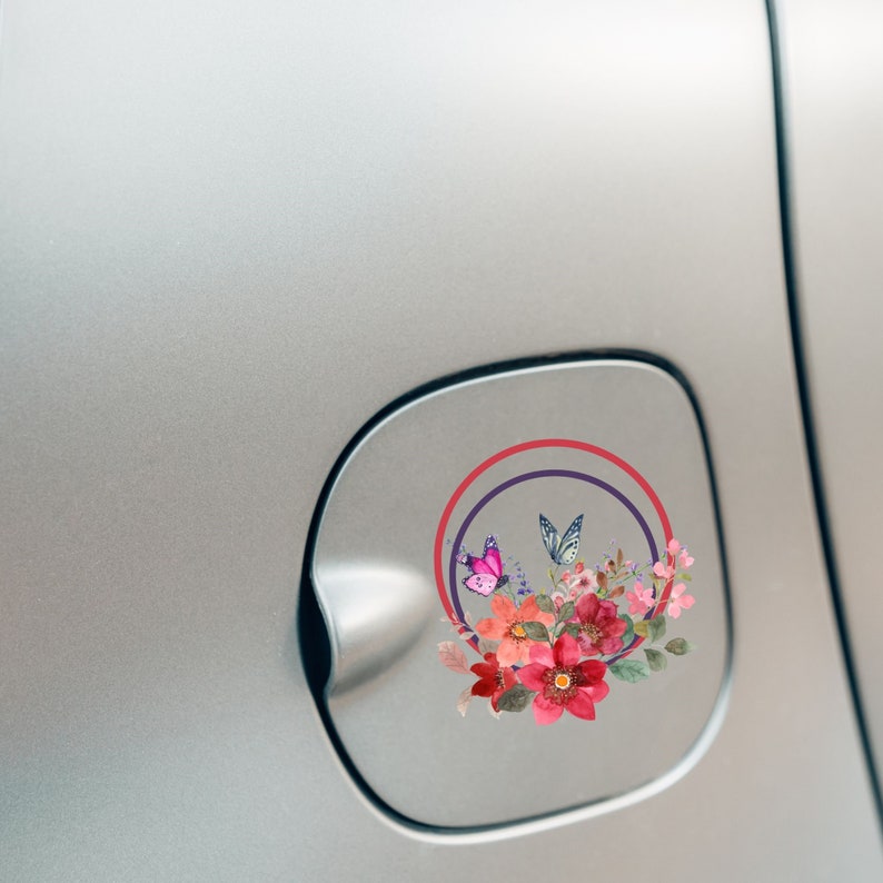 Flower Car Decal, Gas Tank Sticker, Floral Bumper Sticker, Car Sticker ...