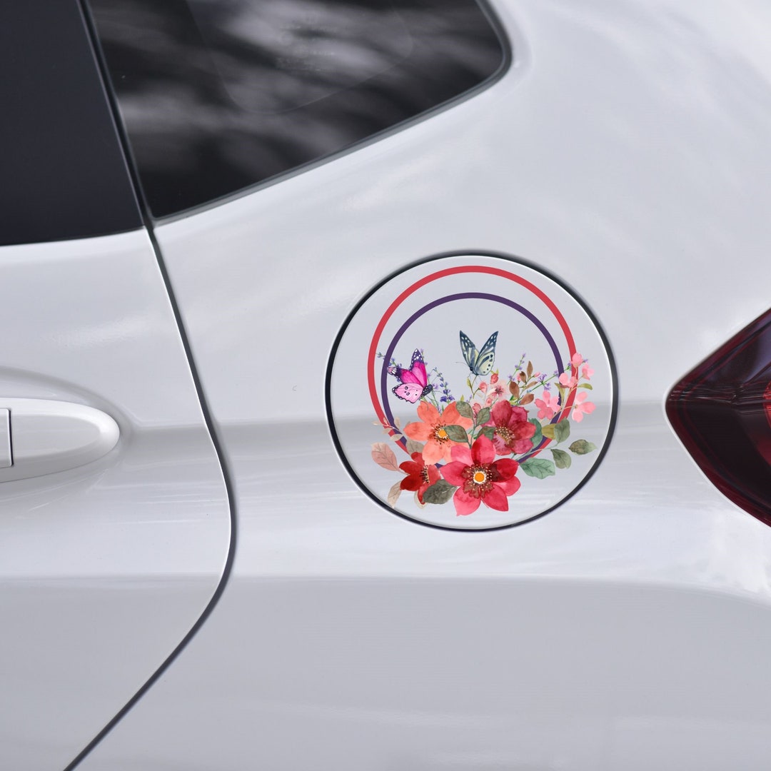 Flower Car Decal, Gas Tank Sticker, Floral Bumper Sticker, Car Sticker ...