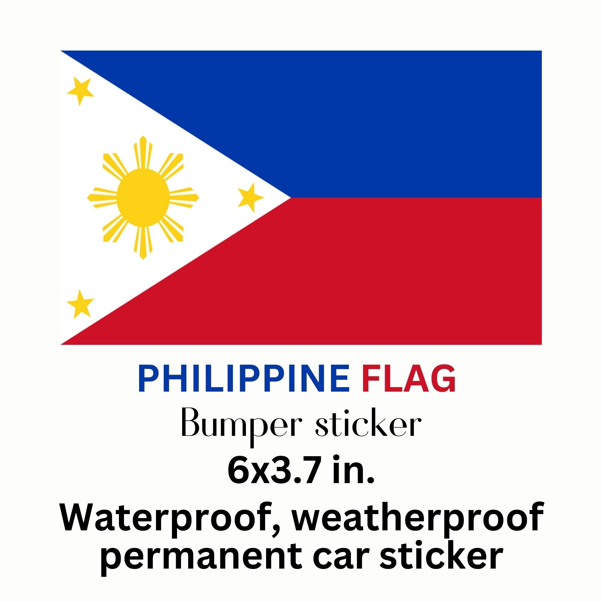 Philippine Flag Bumper Sticker, Weatherproof Flag Sticker, Vinyl Flag ...