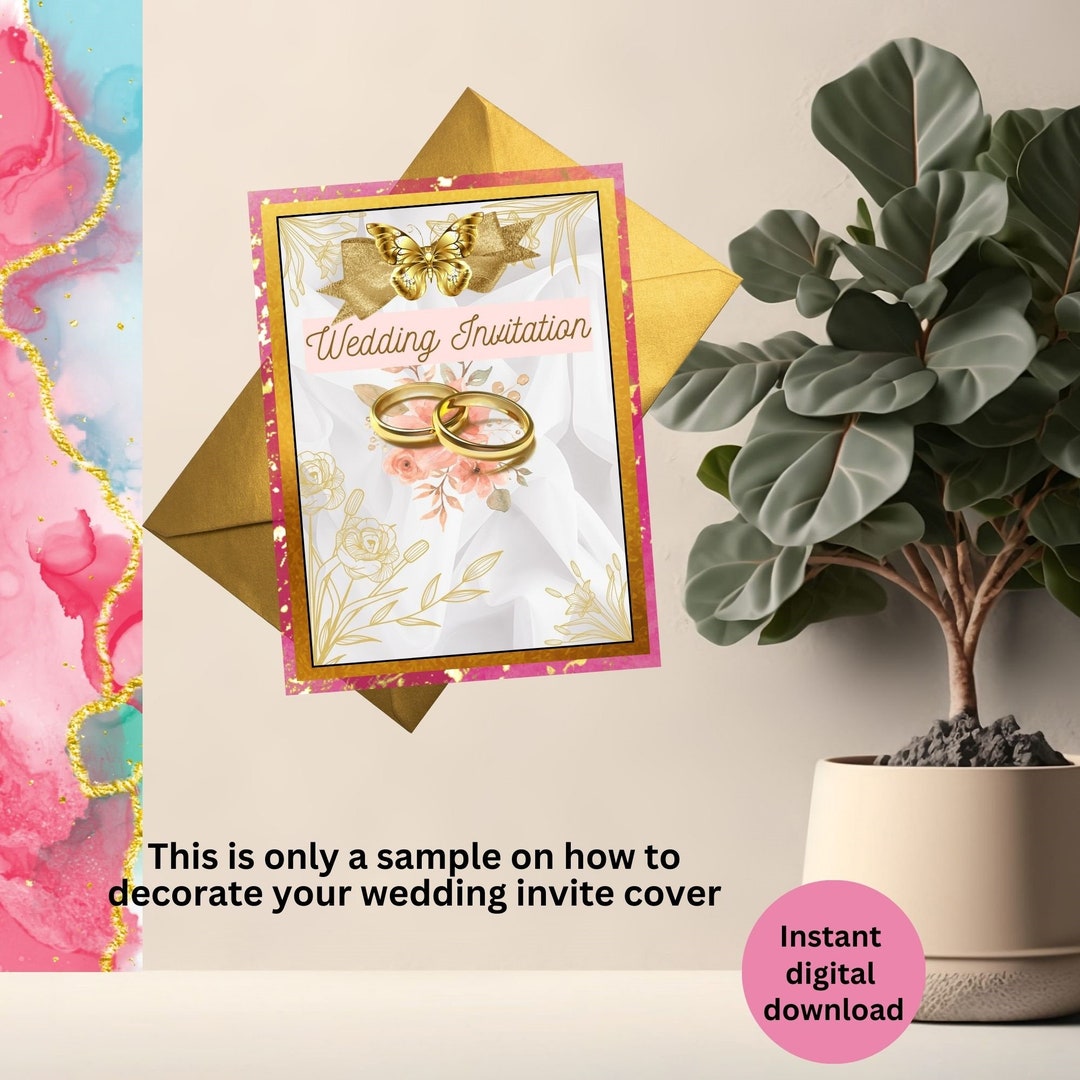 Printable Wedding Card Invites, Pink Theme Wedding Printable Cover ...