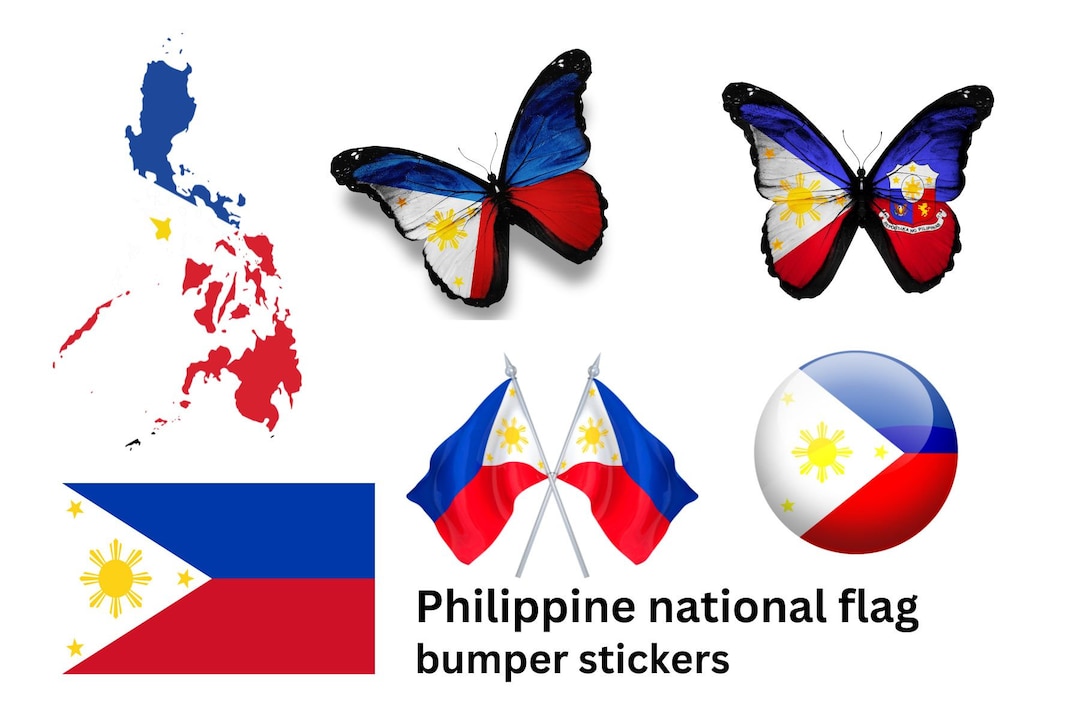 Philippine Flag Bumper Sticker, Weatherproof Flag Sticker, Vinyl Flag ...