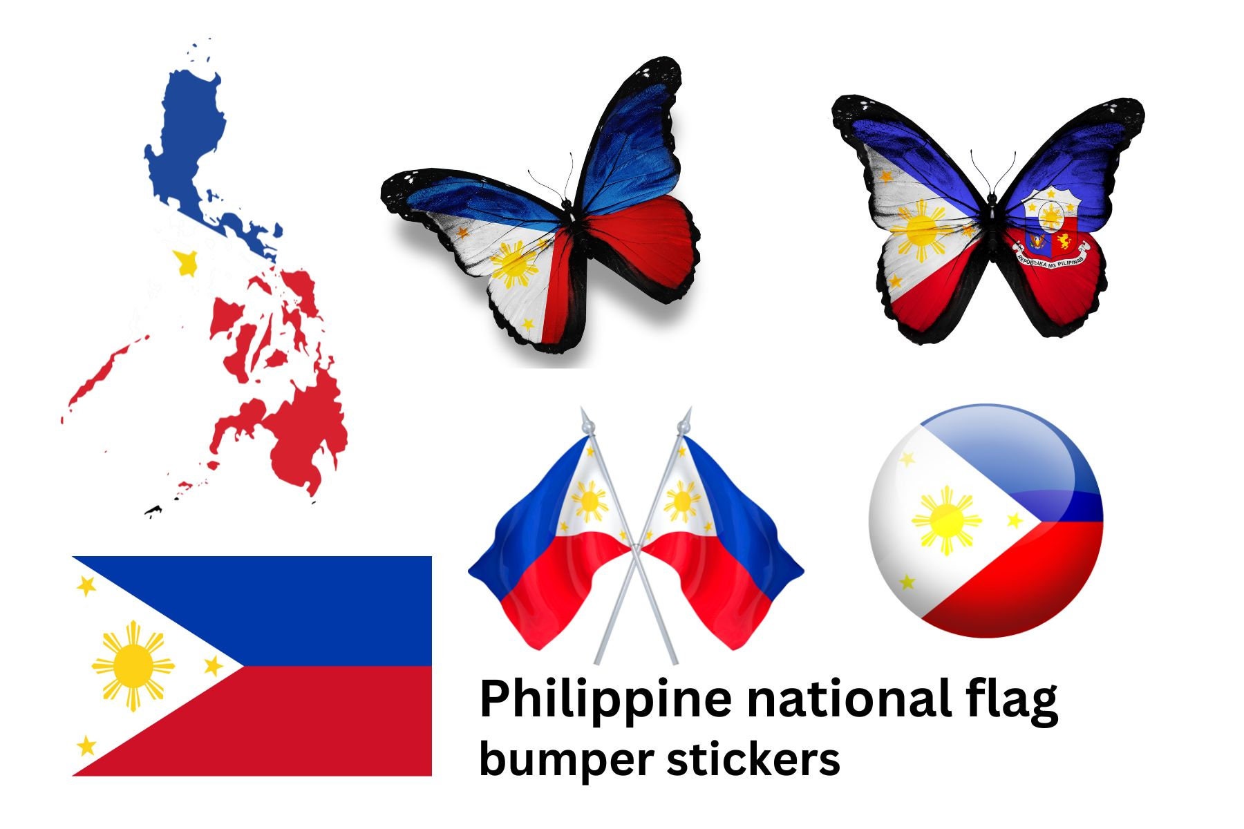 Philippine Flag Bumper Sticker, Weatherproof Flag Sticker, Vinyl Flag ...