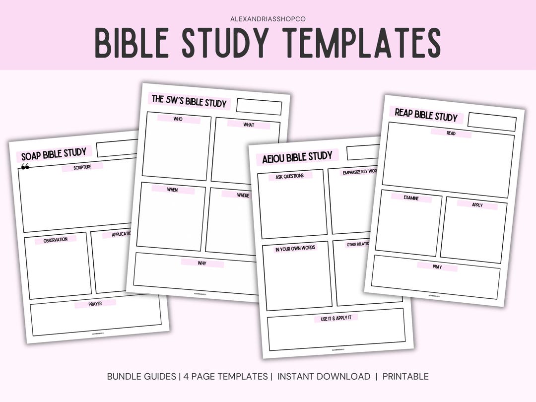Bible Study Template Bundle: SOAP, 5w's, AEIOU, REAP (digital Download ...