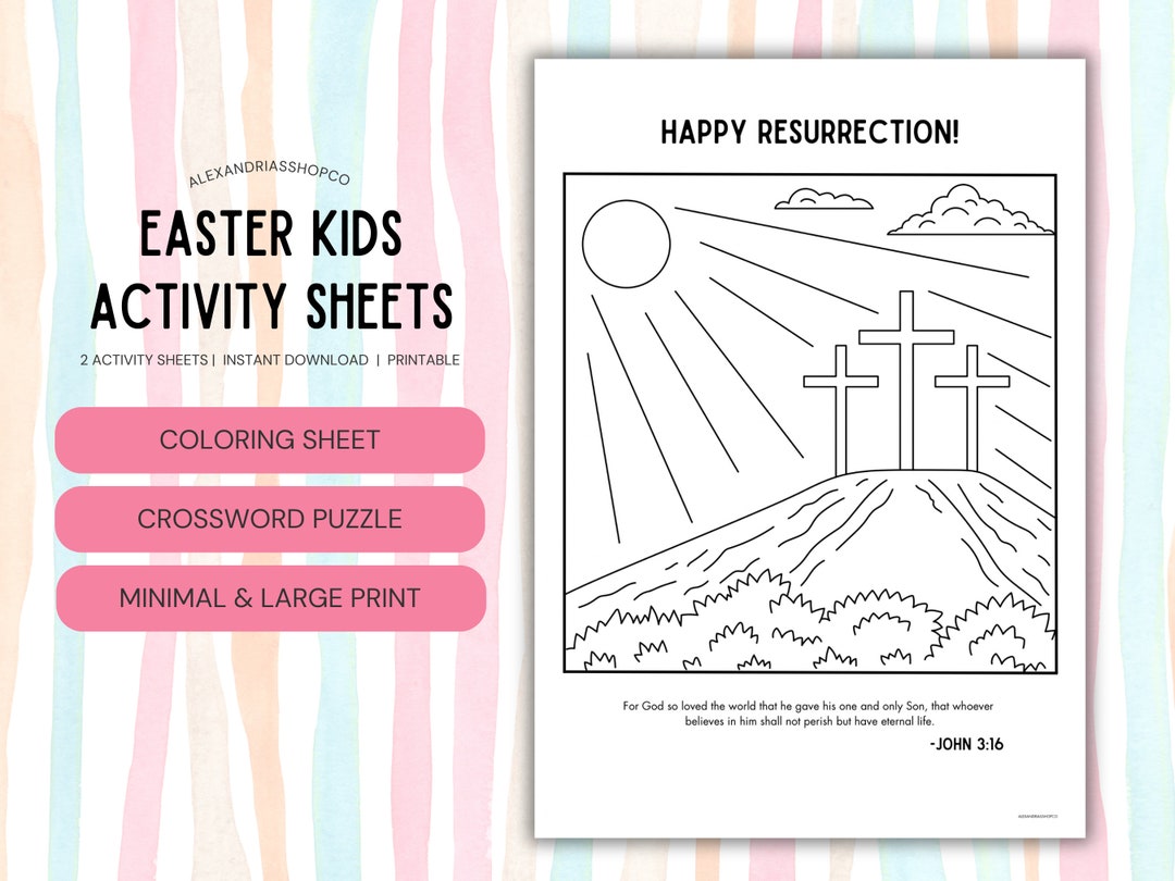 Resurrection Kids Activity Page, Easter Kids Coloring Page, Easter Kids ...