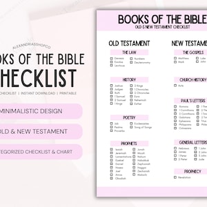 Books of the Bible Checklist: Old and New Testament Chart (digital ...