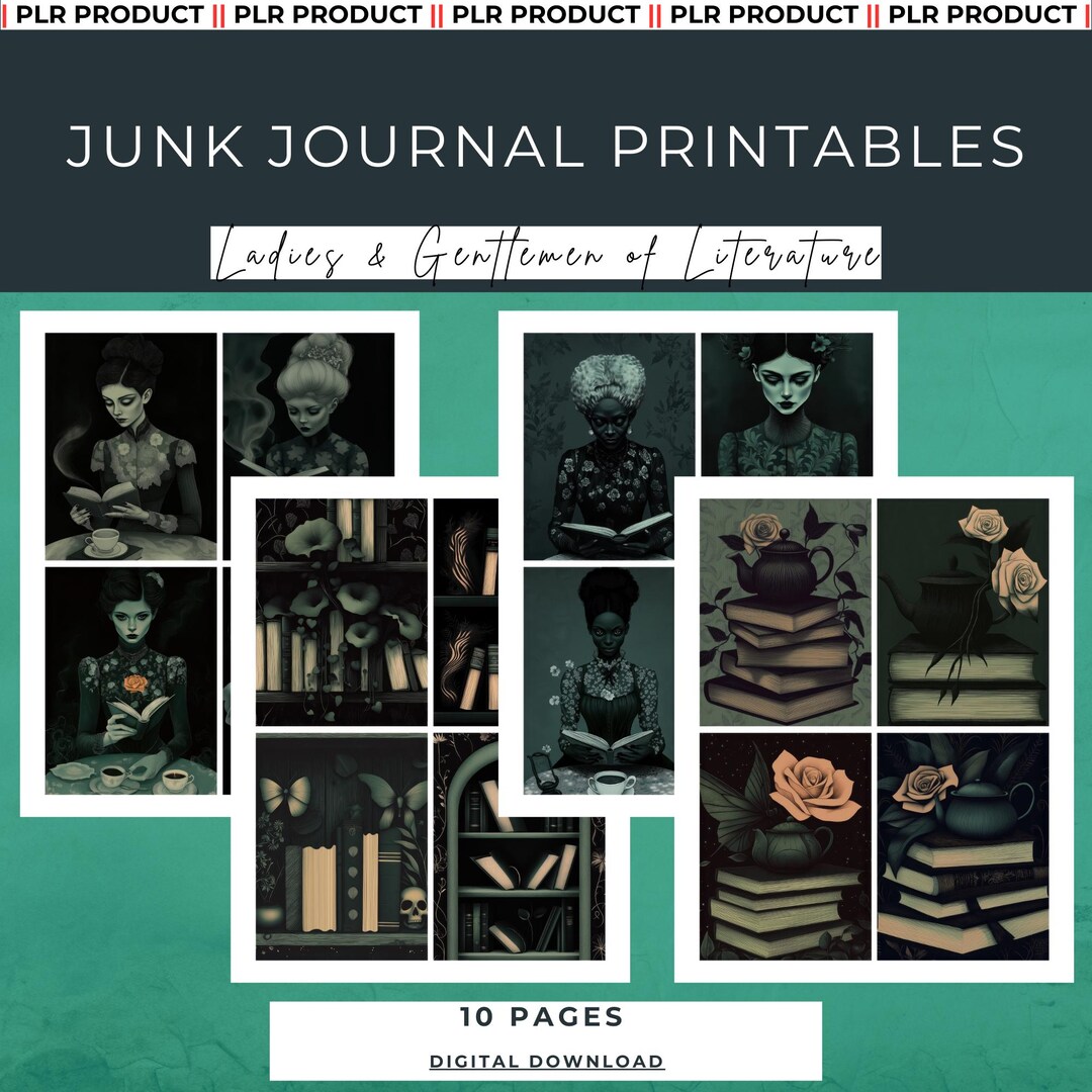 PLR Printable Junk Journal Cards | Book Lovers’ Craft Supplies – 10 ...