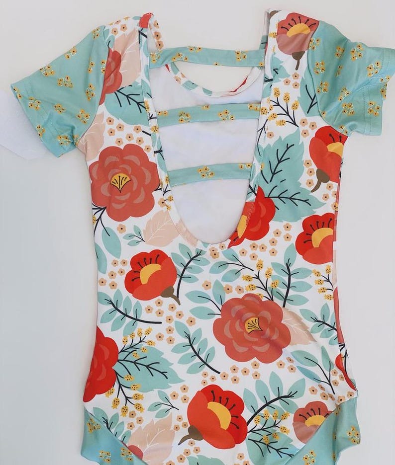 Coral Teal Modest Leotard for Girls With Short Sleeves & Super Soft ...