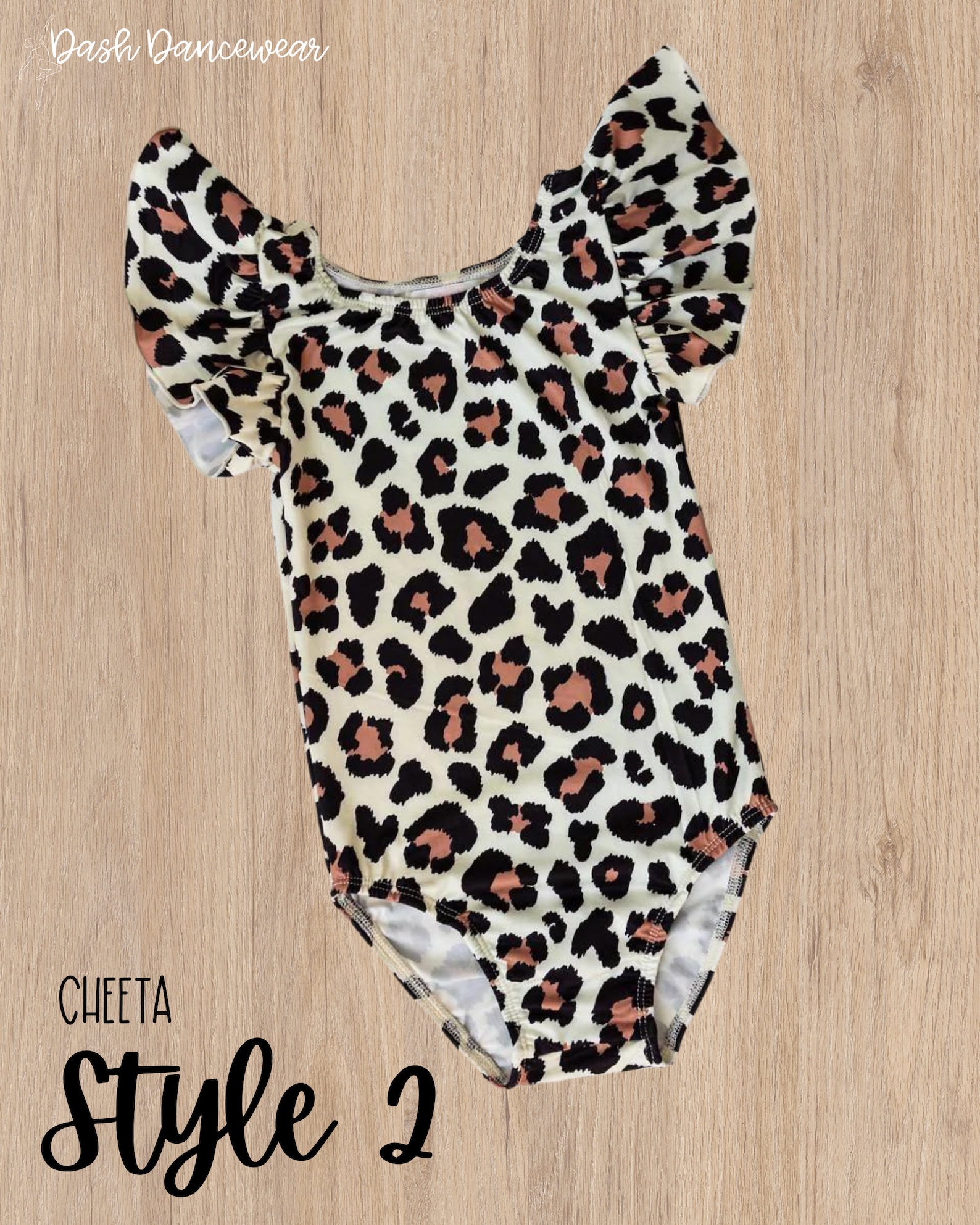 Girls Cheetah Print Leotard With Flutter Sleeves Great for Dance Class ...