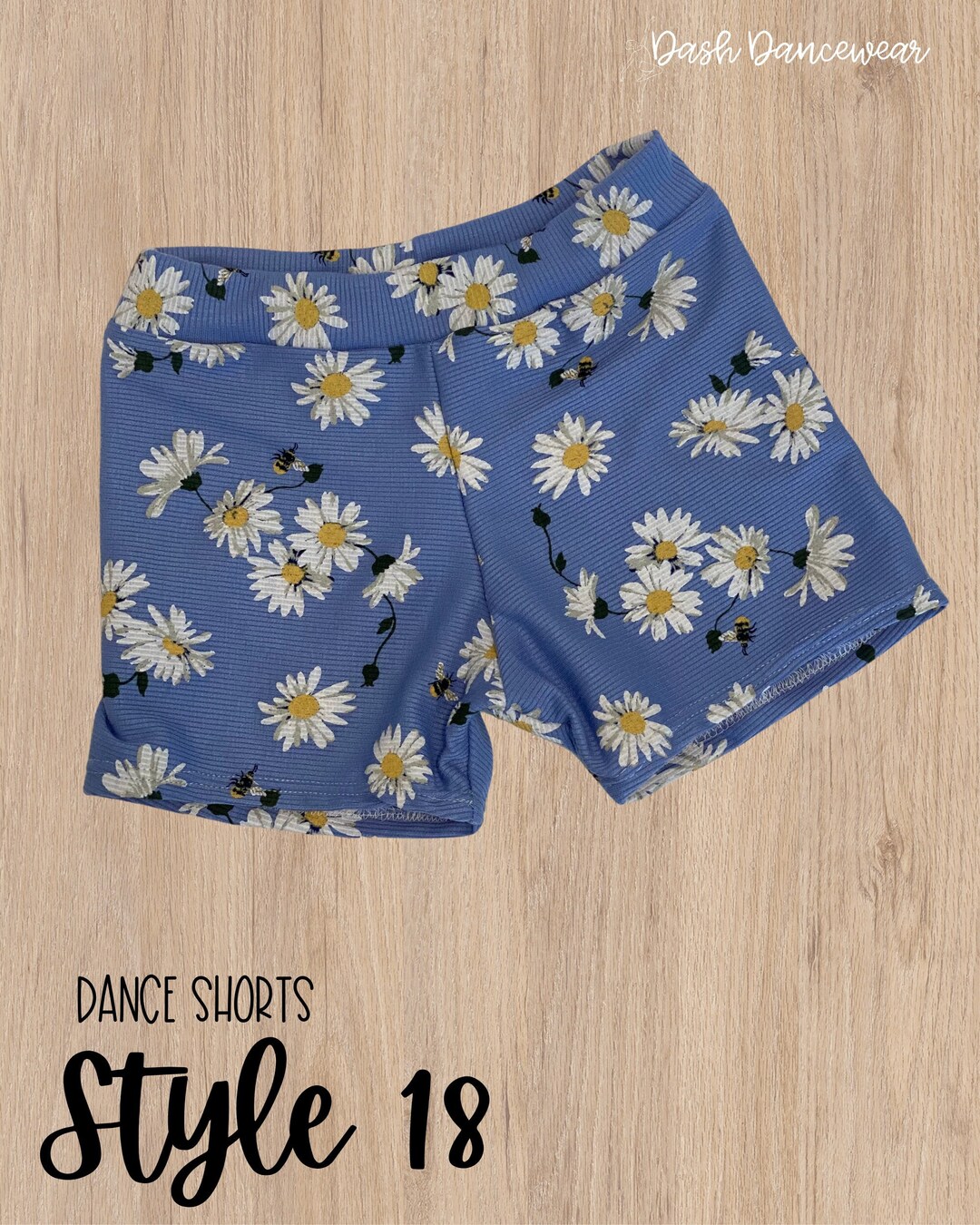 Ribbed Blue Sunflower Booty Shorts for Dance, Tumbling, Cheer or Dance ...