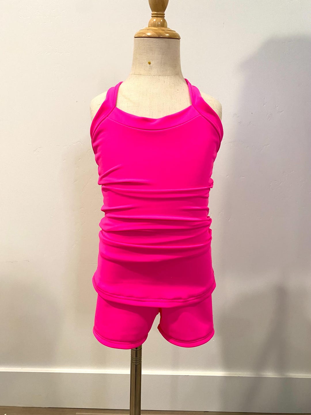 NEON Hot Pink Dance SET for Girls - Dance Cross-back Tank Top AND Dance ...