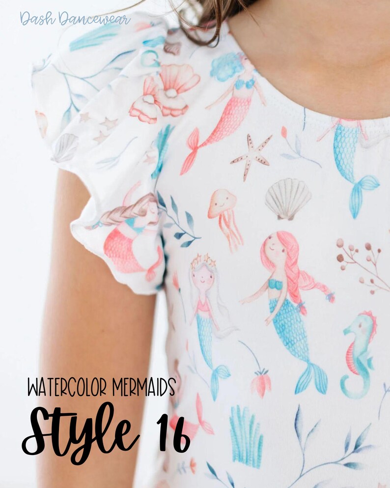 Mermaid Dream Leotard Dance Leo for Girls With Watercolors, Mermaid ...