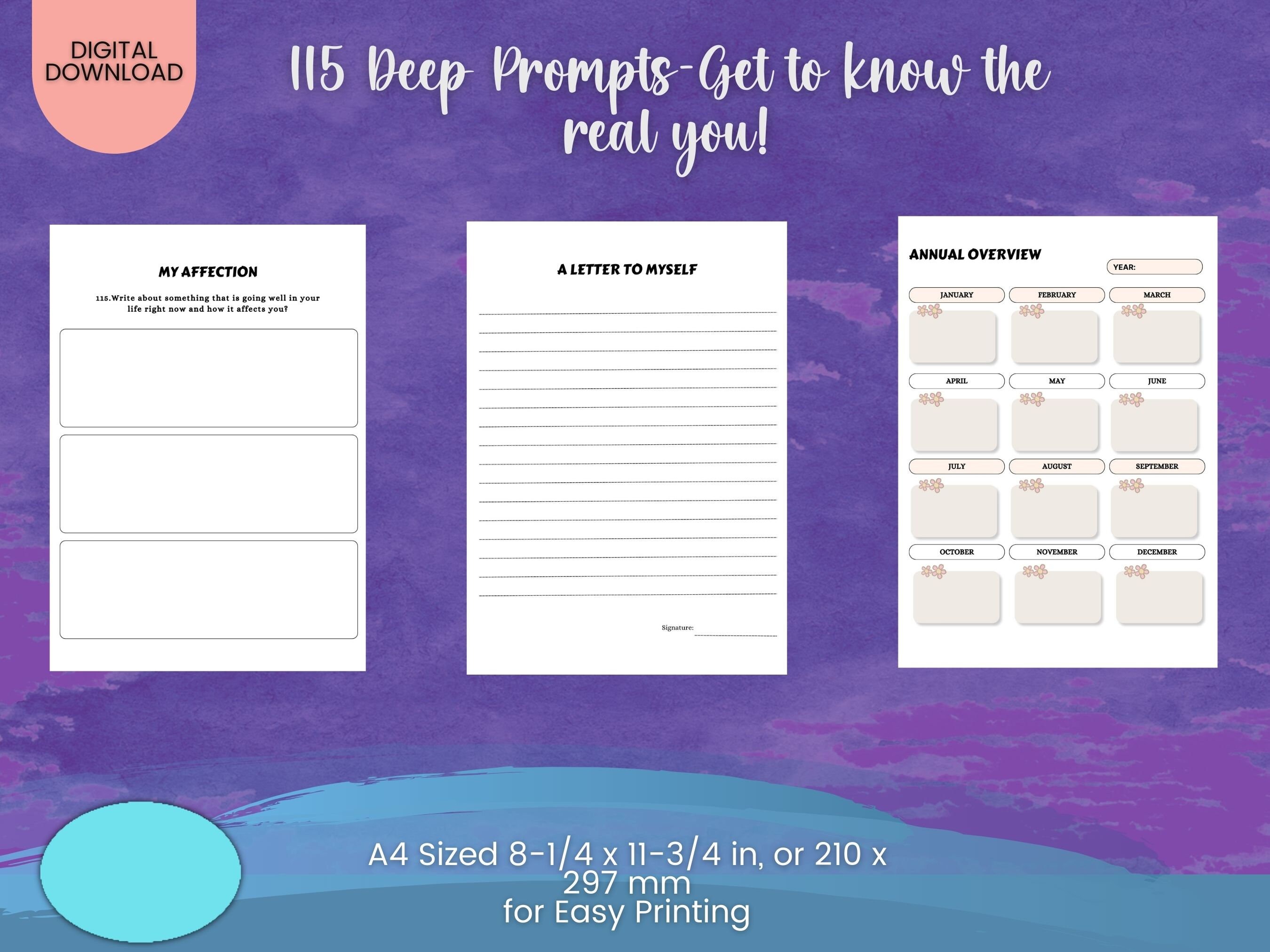 Printable Deep Prompt Journal, Mental Health Journal, Shadow Work ...