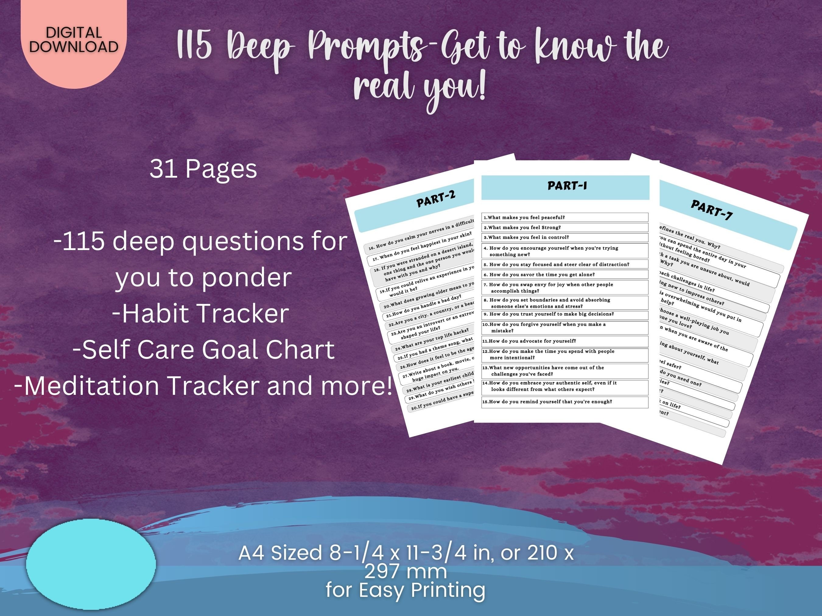 Printable Deep Prompt Journal, Mental Health Journal, Shadow Work ...