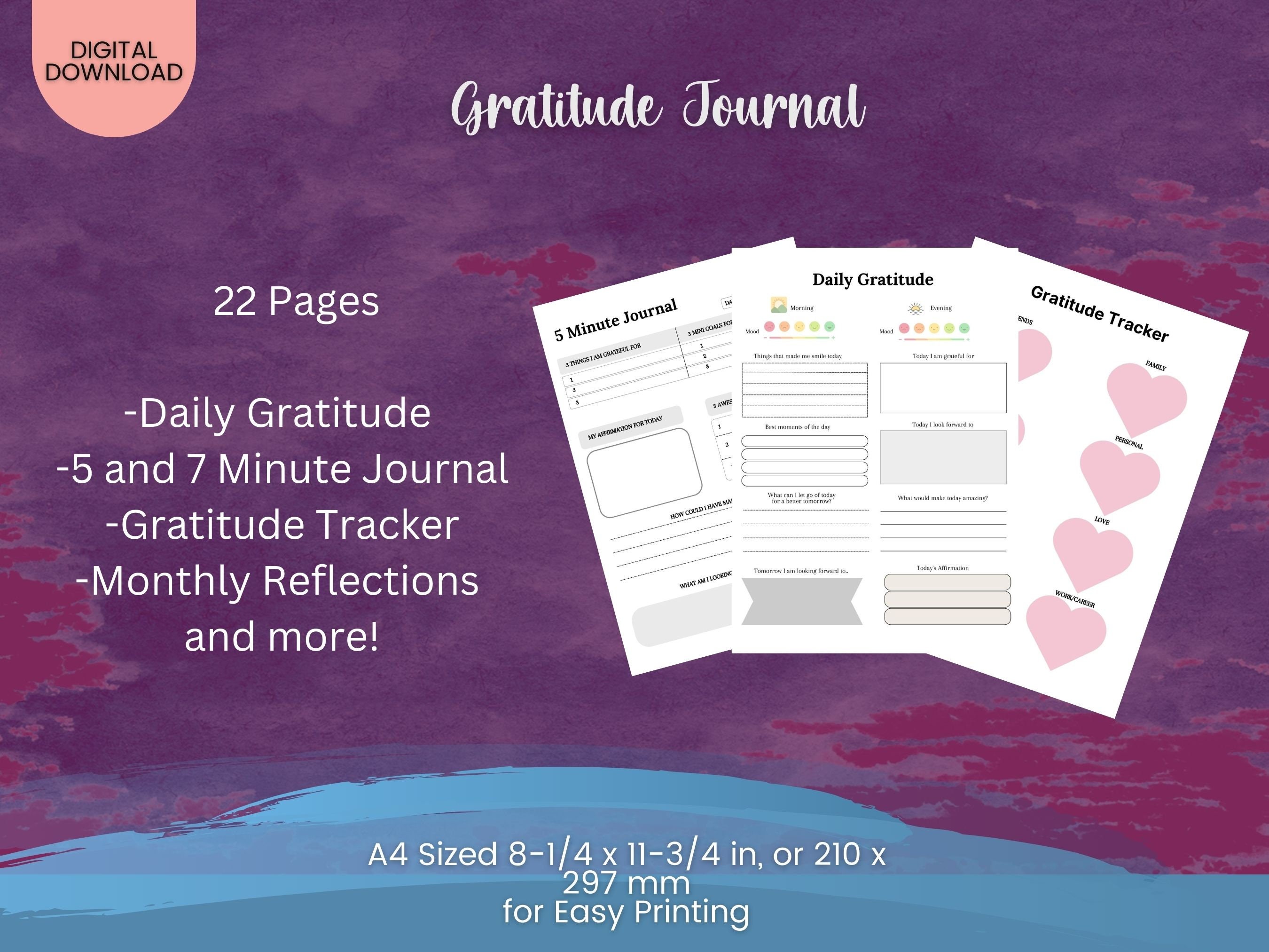 Printable Gratitude Journal, Digital Gratitude Journal, Manifestation ...