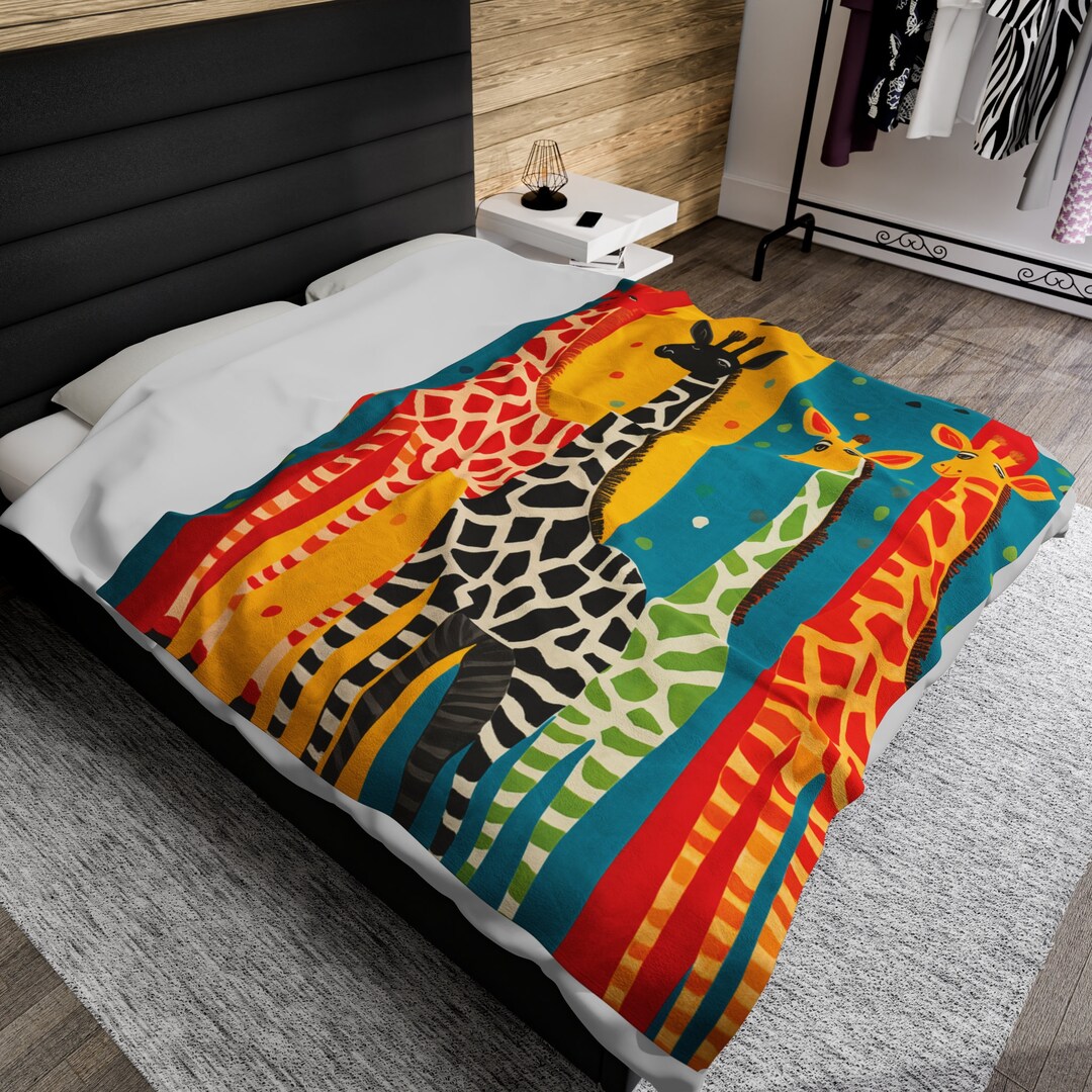 Colorful Giraffe Throw Blanket | Warm and Cozy Throw Blanket Collection ...