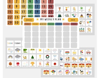 Weekly Routine Cards & Charts for Kids, Visual Calendar, Daily Rhythm ...