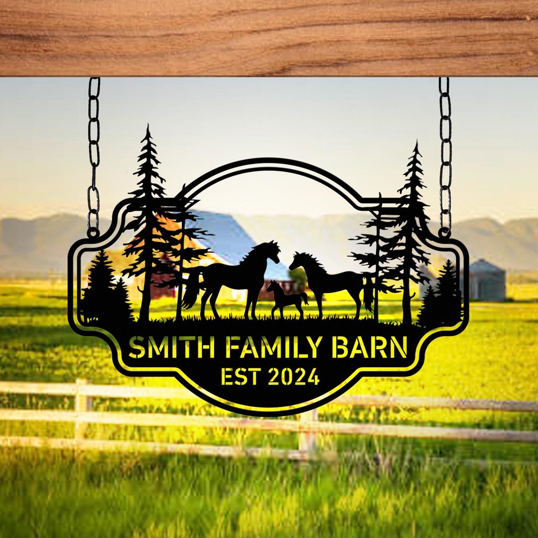 Personalized Horses Metal Sign, Horse Ranch Sign, Custom Horse Farm ...