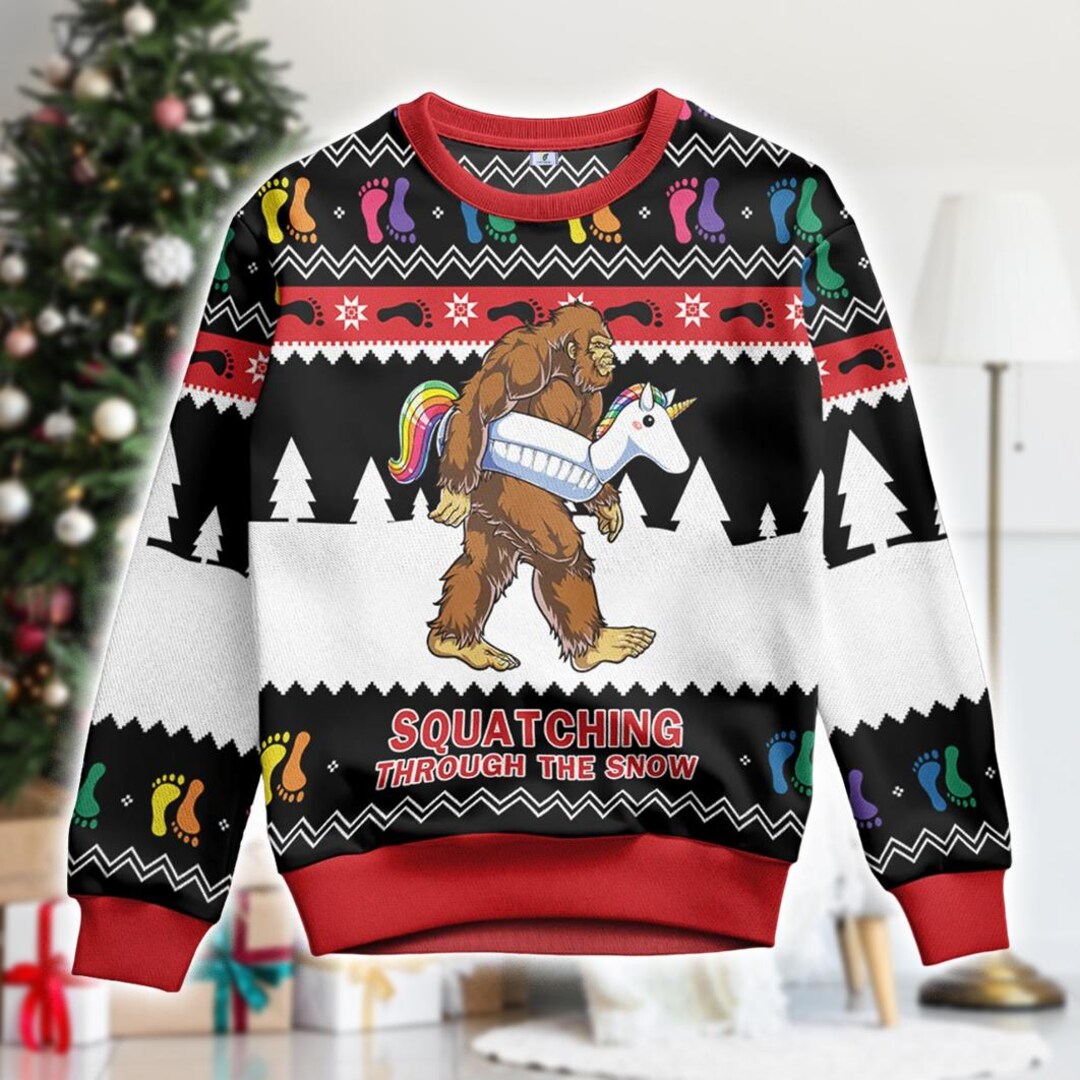 Sasquatch Ugly Christmas Sweater, Bigfoot Sweater, Funny Bigfoot ...