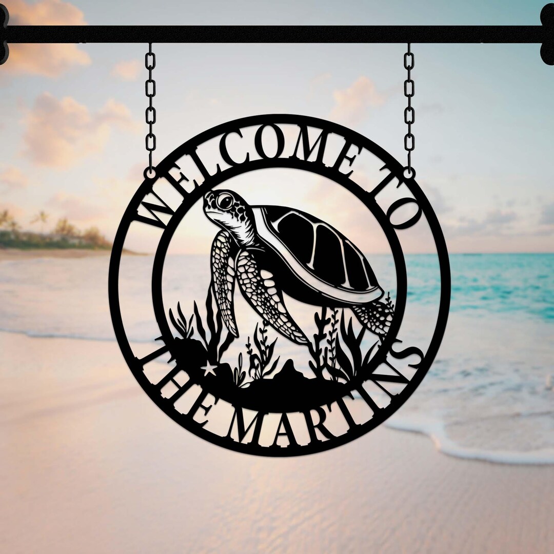 Custom Turtle Name Sign, Sea Turtle Sign, Turtle Beach Sign, Custom ...