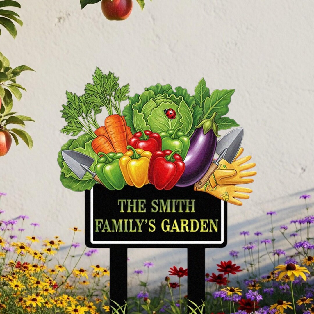 Custom Vegetables Garden Stake, Personalized Metal Garden Name Sign ...