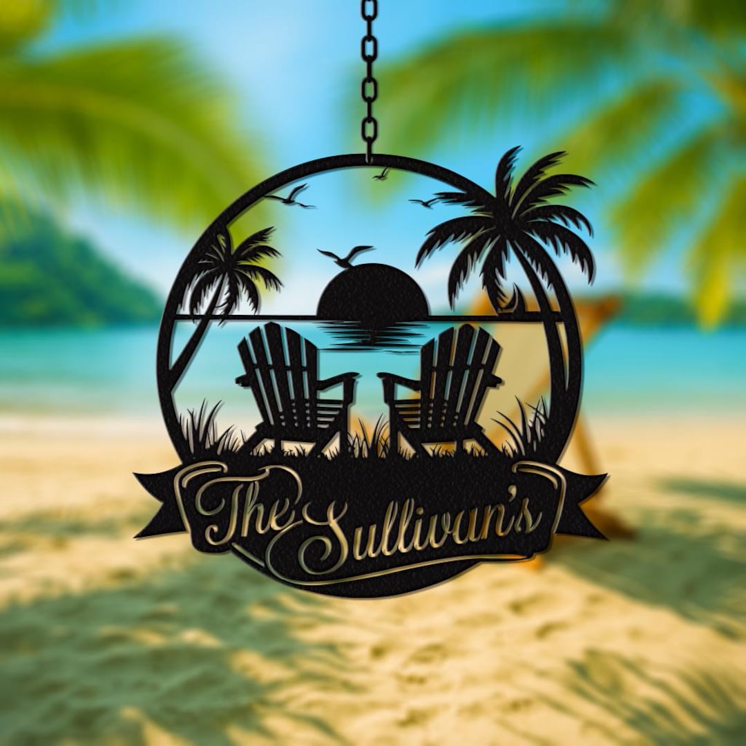 Custom Beach House Metal Sign, Nautical Coastal Wall Decor, Lake House ...