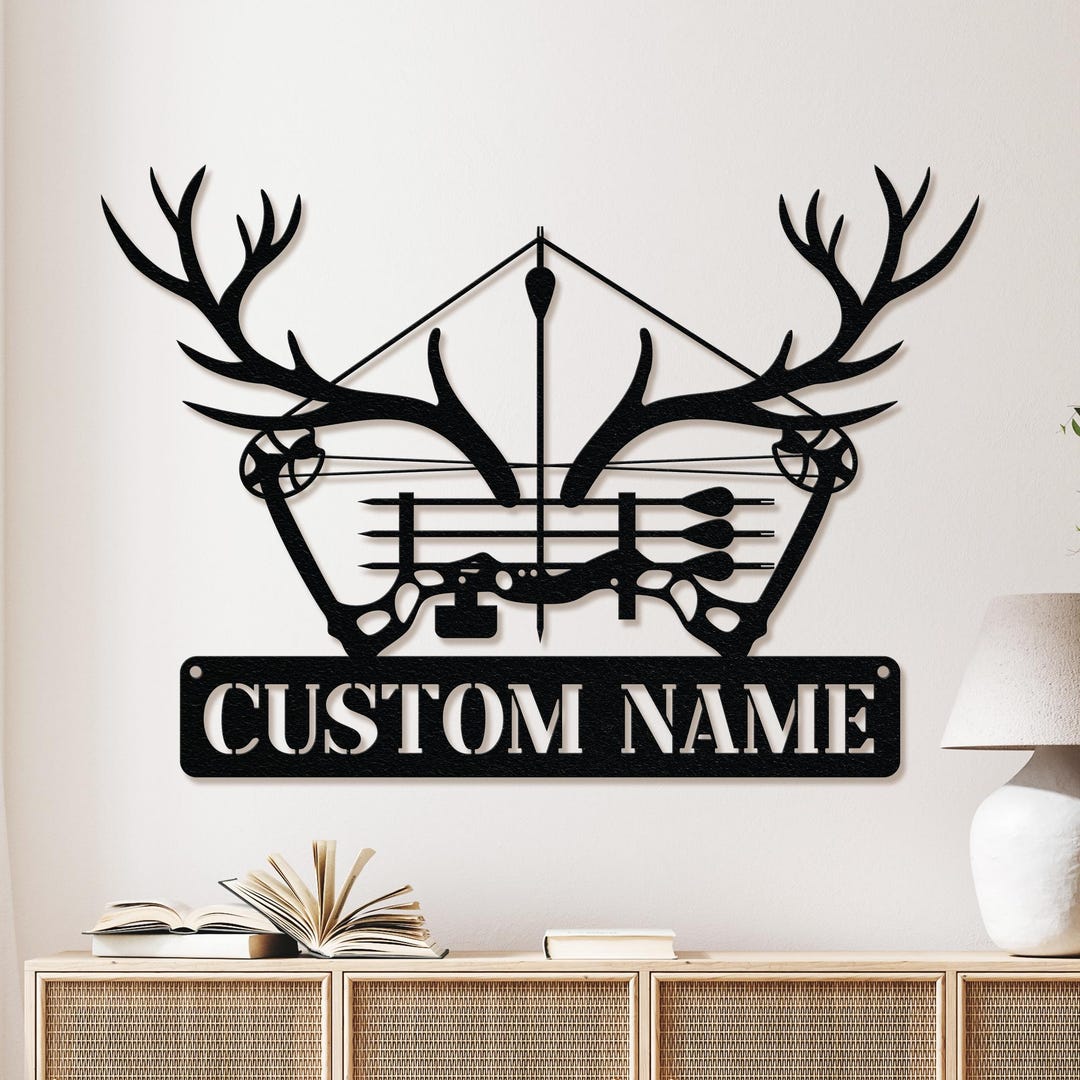 Personalized Deer Hunter Metal Sign, Personalized Bow Hunting Sign ...